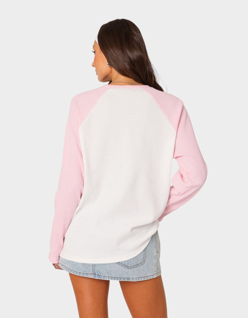 EDIKTED Me Time Oversized Waffle Top - LIGHT PINK | Tillys