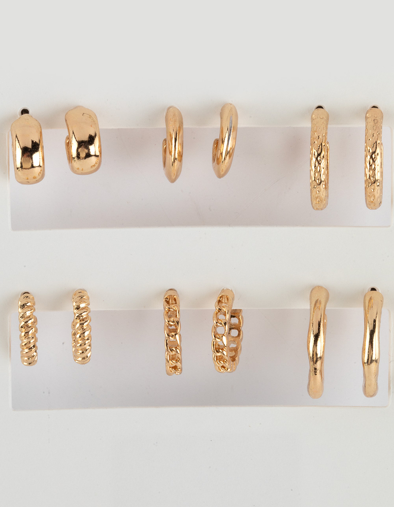 FULL TILT 6 Pack Mixed Huggie Earring Set - GOLD - ONE SIZE | Tillys