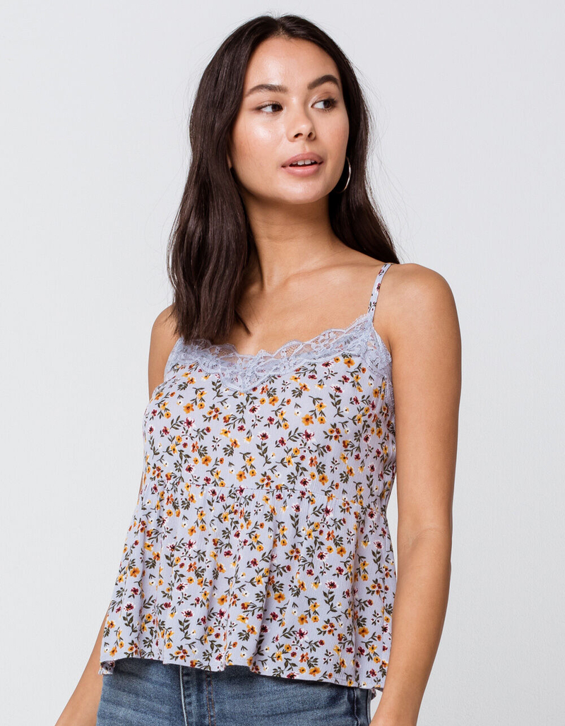 RSQ Ditsy Lace Womens Babydoll Cami - BLUE COMBO | Tillys