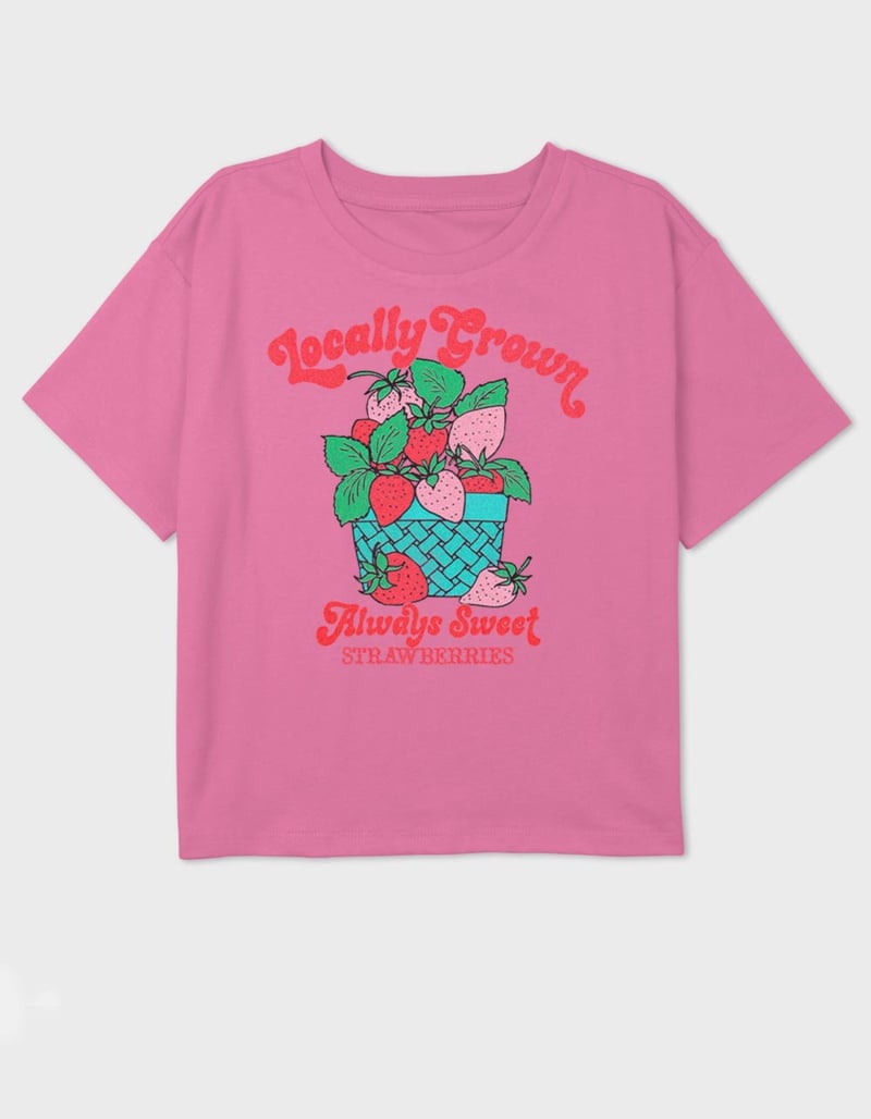 STRAWBERRIES Locally Grown Girls Crop Tee - PINK - XL | Tillys