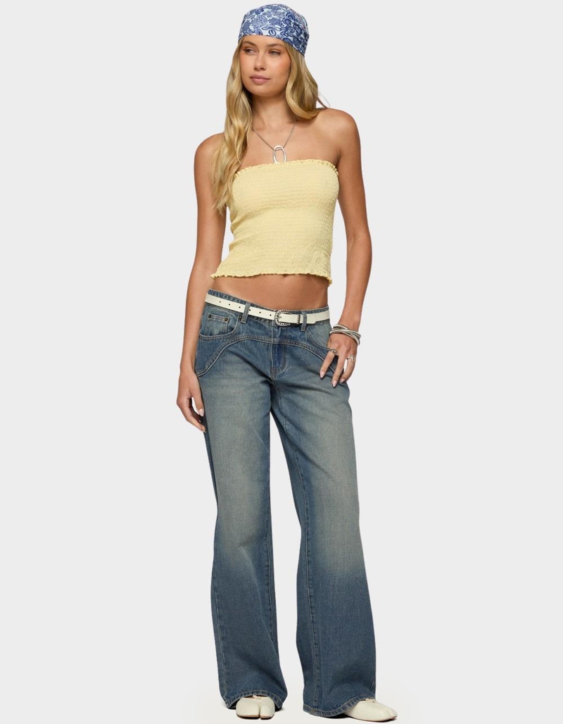 EDIKTED Emmet Strapless Scrunch Top - YELLOW - S | Tillys