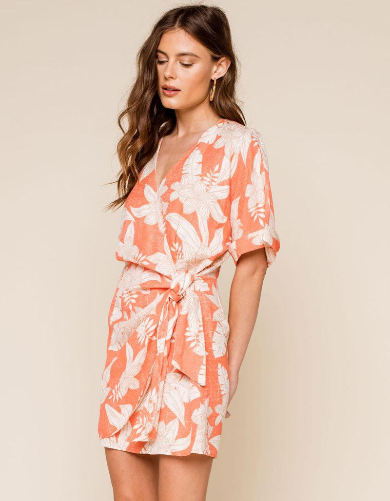 AMUSE SOCIETY Mala Wrap Dress - CORAL COMBO - M | Tillys
