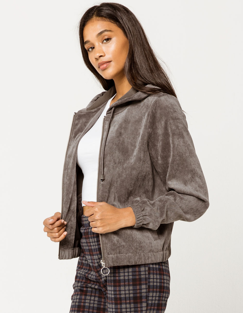 Sky And Sparrow Corduroy Gray Womens Hooded Jacket Gray M Tillys