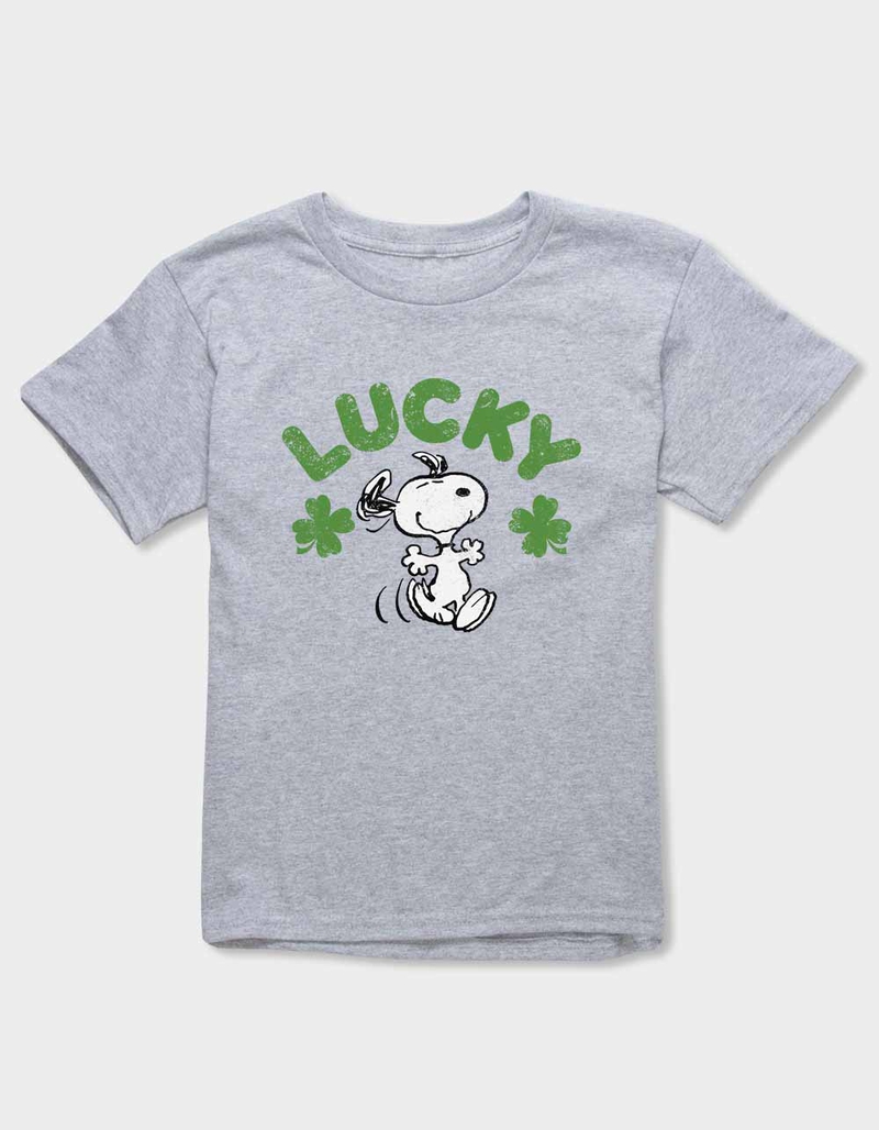 PEANUTS Lucky Snoopy Distressed Unisex Kids Tee - HEATHER GRAY - M | Tillys