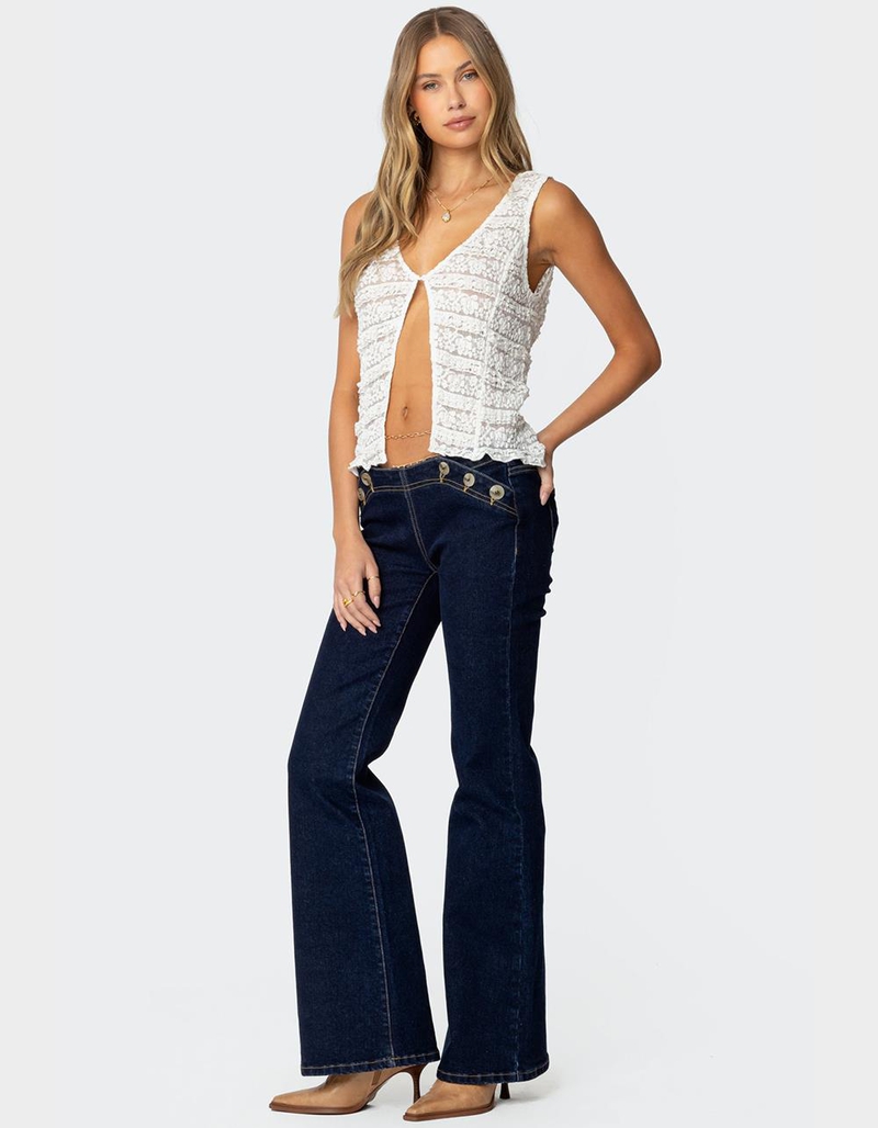 EDIKTED Alison Low Rise Flared Jeans - BLUE | Tillys