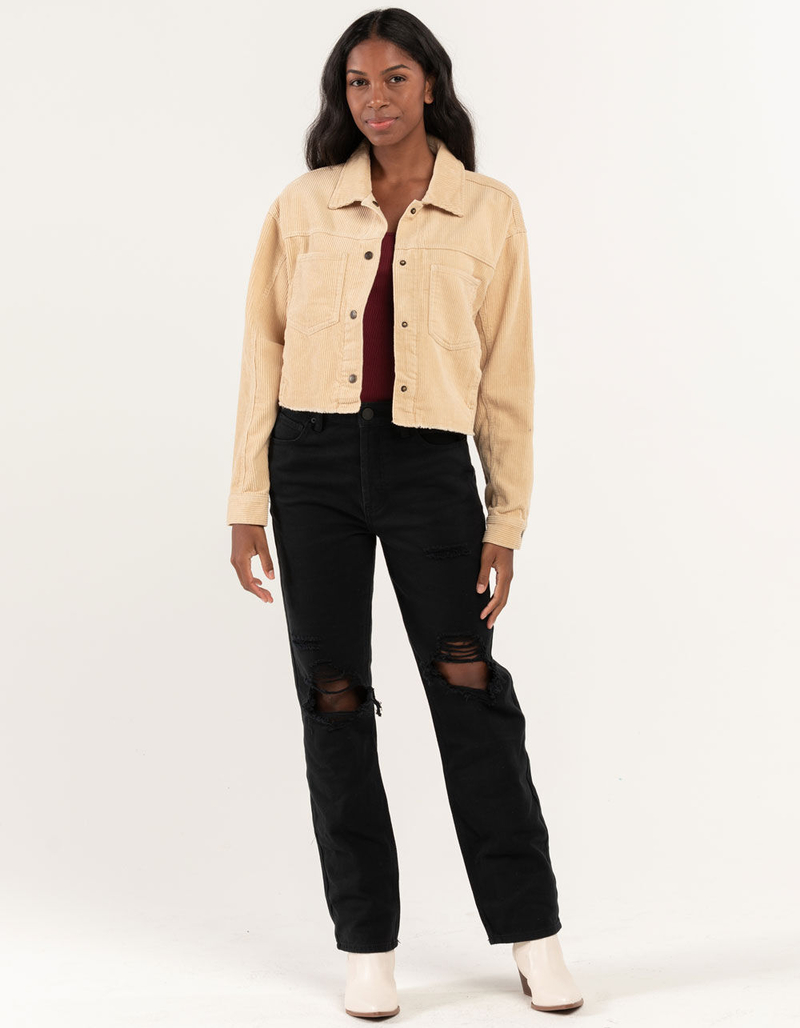 RSQ Womens Cord Raw Hem Crop Jacket - CREAM | Tillys