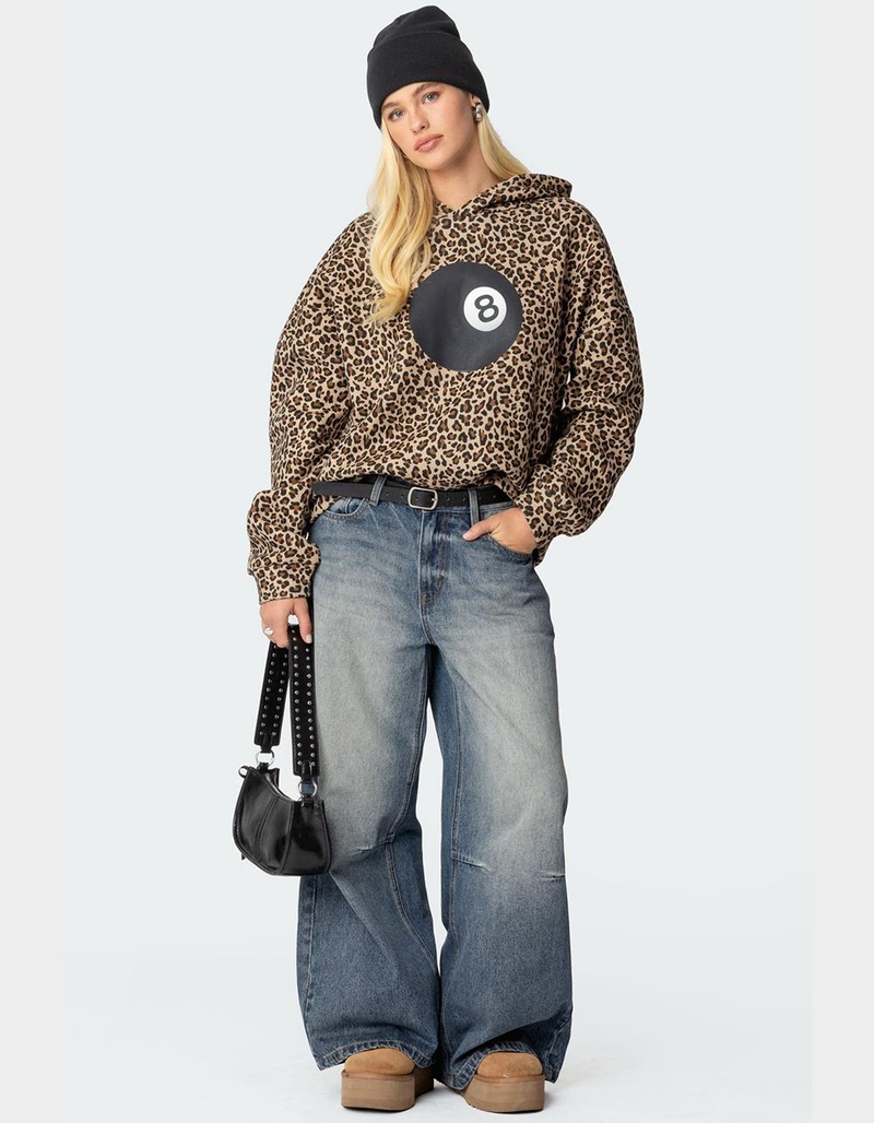 EDIKTED Leopard Magic 8 Oversized Hoodie - ORANGE - M | Tillys