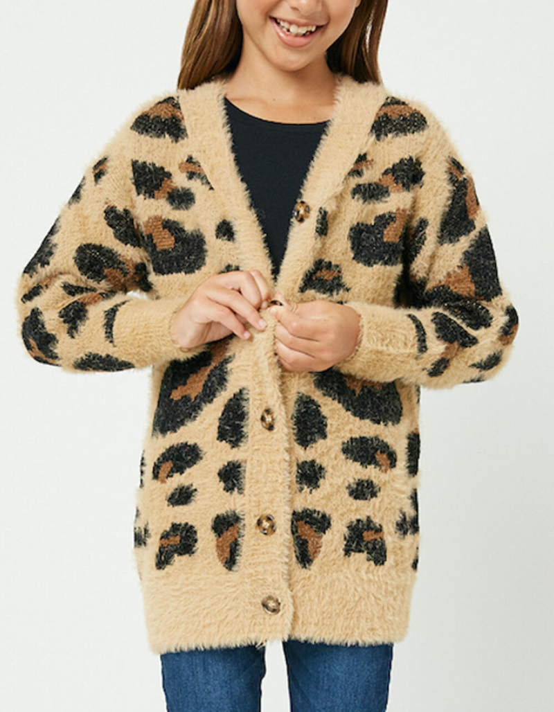 HAYDEN Leopard Girls Cardigan - LEOPARD | Tillys
