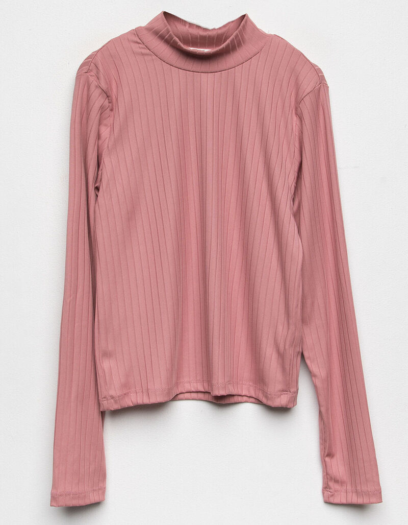 FULL CIRCLE TRENDS Mock Neck Girls Mauve Top - MAUVE - 391701770
