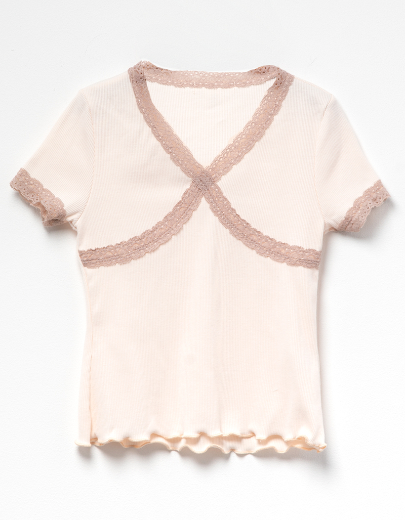 FULL TILT Girls Lace Rib Top - NATURAL | Tillys