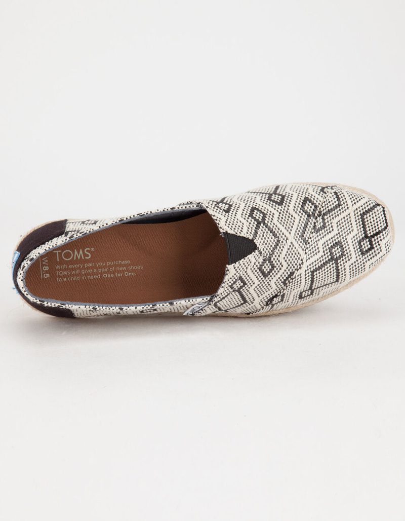 TOMS Black Diamond Jacquard Rope Sole Womens Classic Slip-On Shoes ...