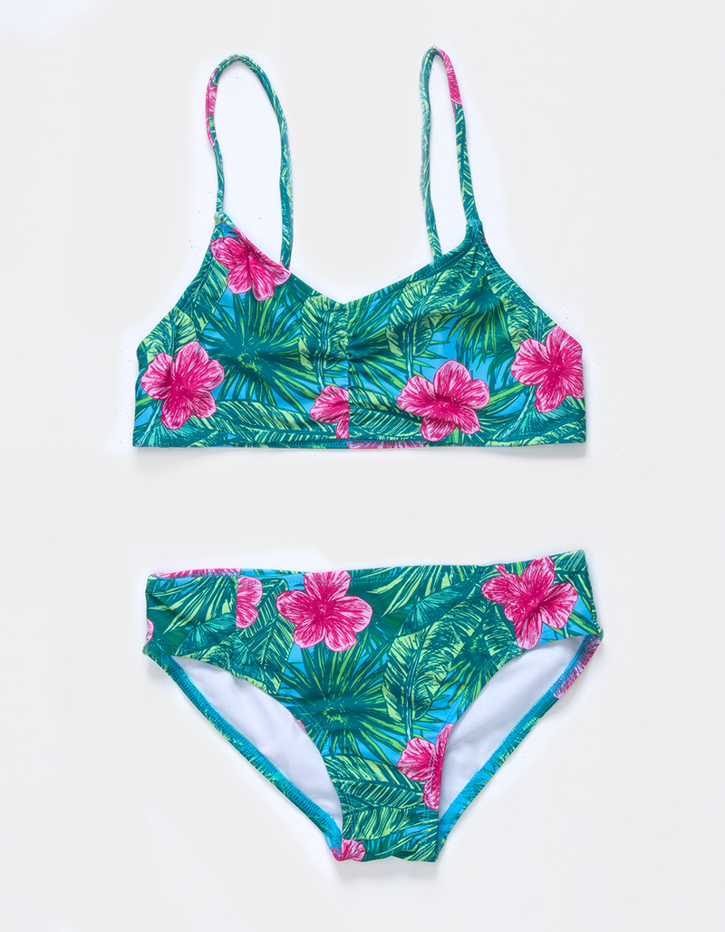 CORAL & REEF Hanani Girls Bralette Bikini Set - GREEN COMBO | Tillys