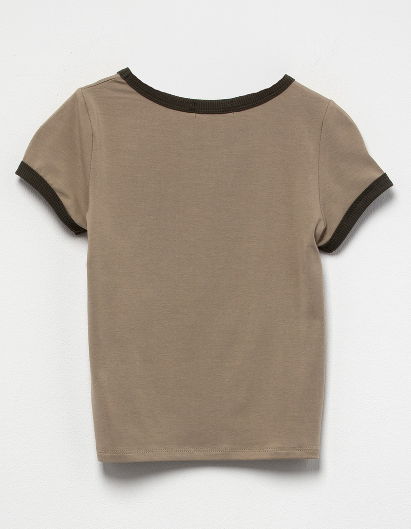 FULL TILT Essentials Girls Ringer Tee - GREEN COMBO | Tillys