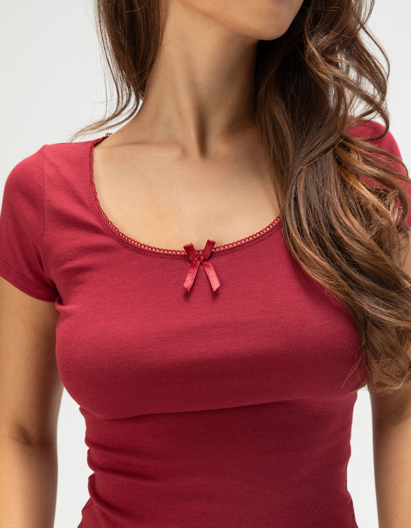 TILLYS Bow Picot Trim Womens Top - RED | Tillys