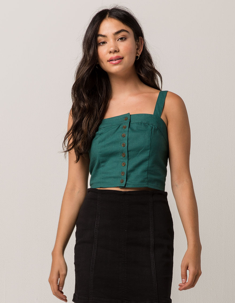 Sky And Sparrow Button Front Green Womens Structured Cami Green Tillys