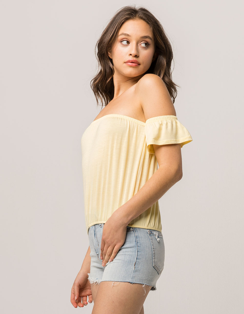 IVY & MAIN Off The Shoulder Yellow Womens Crop Top - YELLOW - L | Tillys