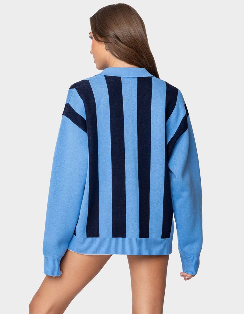 EDIKTED Larson Oversized Polo Sweater - BLUE | Tillys