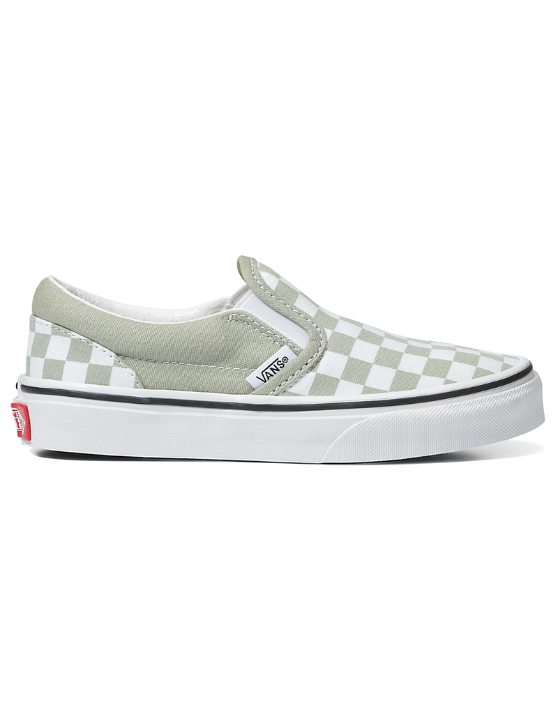 VANS Checkerboard Classic Girls Slip-On Shoes - SAGE - 5 | Tillys