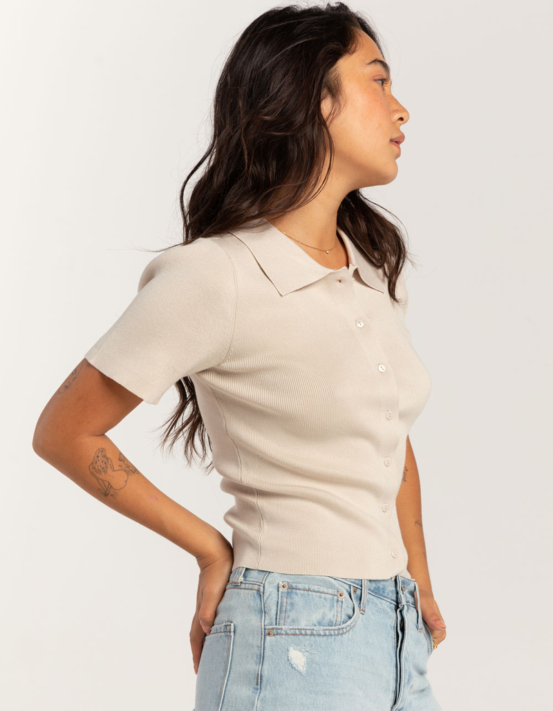 RSQ Womens Button Up Polo Shirt - TAN | Tillys