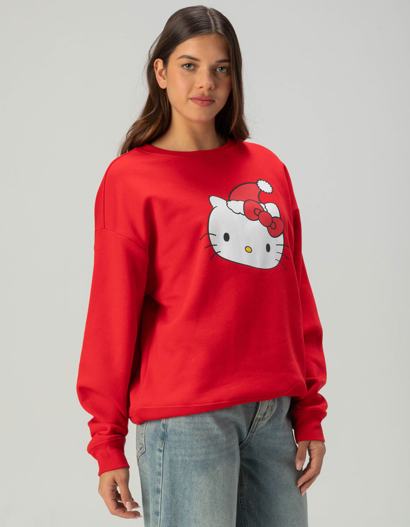 SANRIO Hello Kitty Santa Hat Womens Crewneck Sweatshirt - RED | Tillys