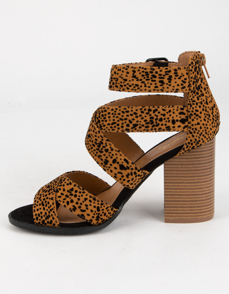 QUPID Strappy Womens White Block Heels - CAMEL | Tillys