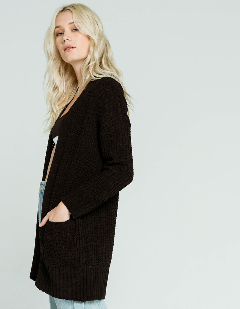 Sky And Sparrow Chenille Ribbed Womens Black Cardigan Black Xs Tillys