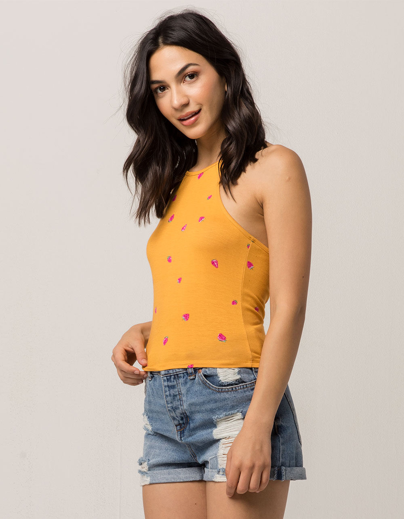 FULL TILT Strawberry Womens Halter Top - MUSTARD - M | Tillys