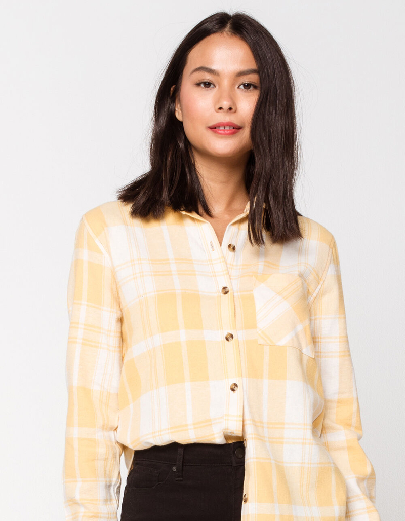 FULL TILT One Pocket Womens Boyfriend Flannel - MUSTARD | Tillys