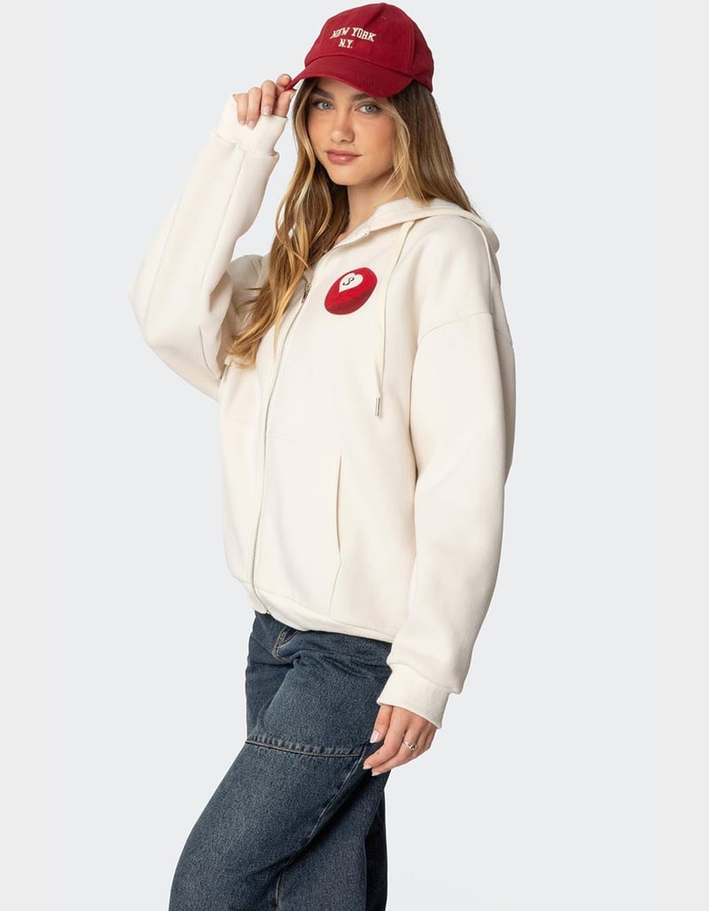 EDIKTED Magic 3 Oversized Zip Up Hoodie - BEIGE | Tillys