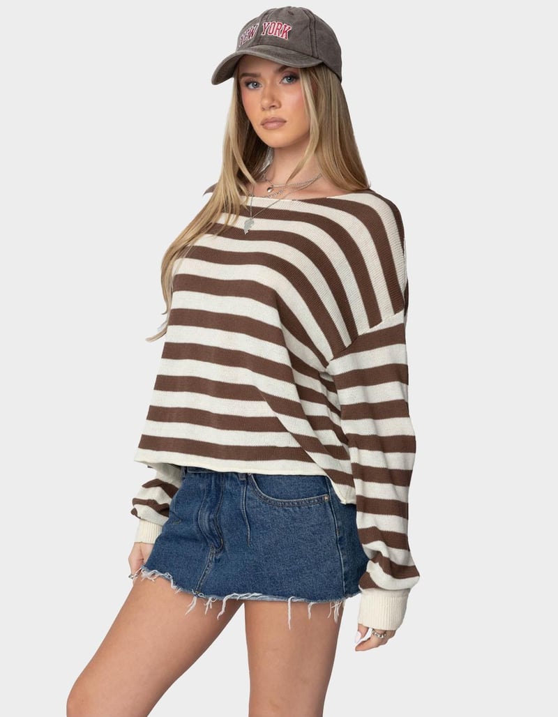 EDIKTED Anney Oversized Striped Sweater - BROWN | Tillys