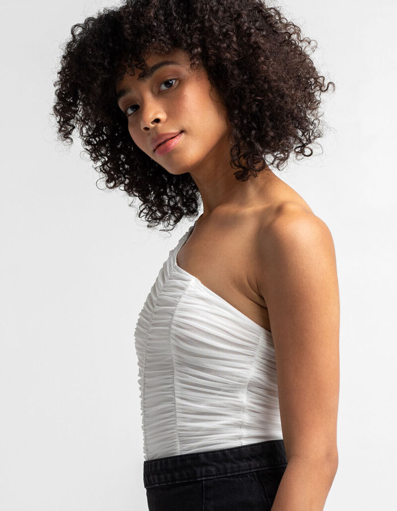 LE LIS One Shoulder Ruched Bodysuit - OFWHT - 415114164