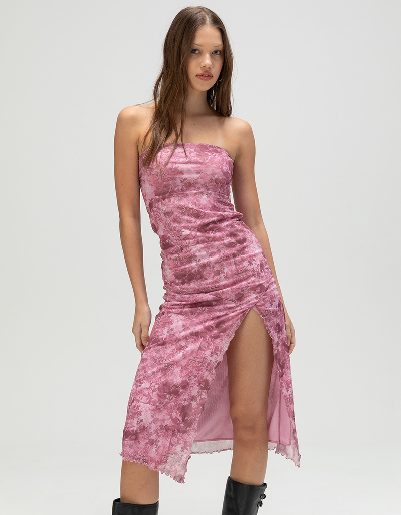 FULL TILT Mesh Tube Womens Midi Dress - PINK | Tillys