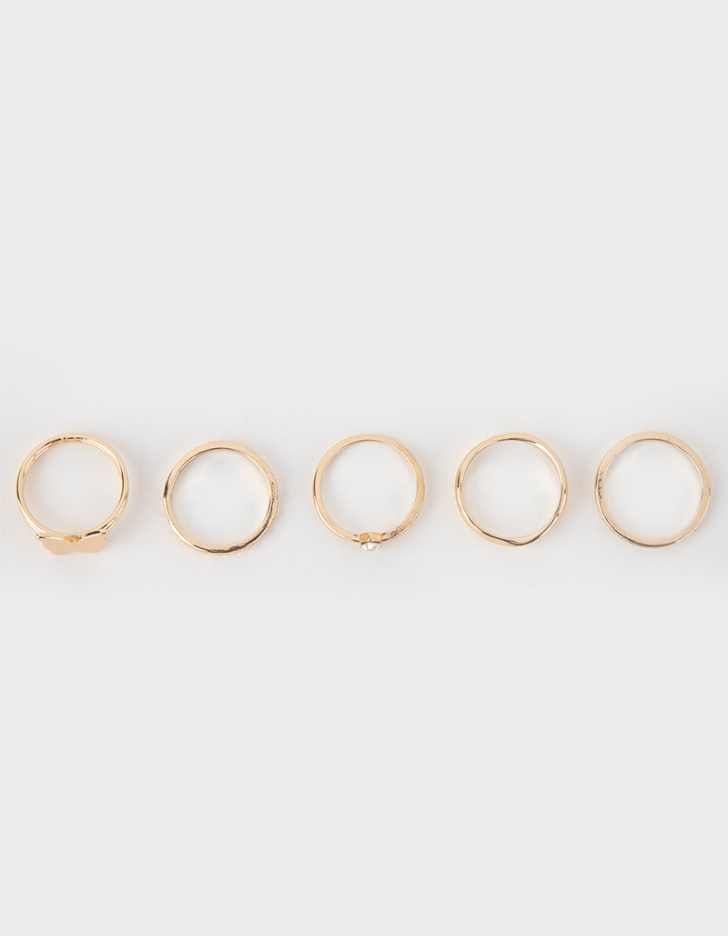 FULL TILT 5 Pack Dainty Butterfly Ring Set - GOLD - 6 | Tillys