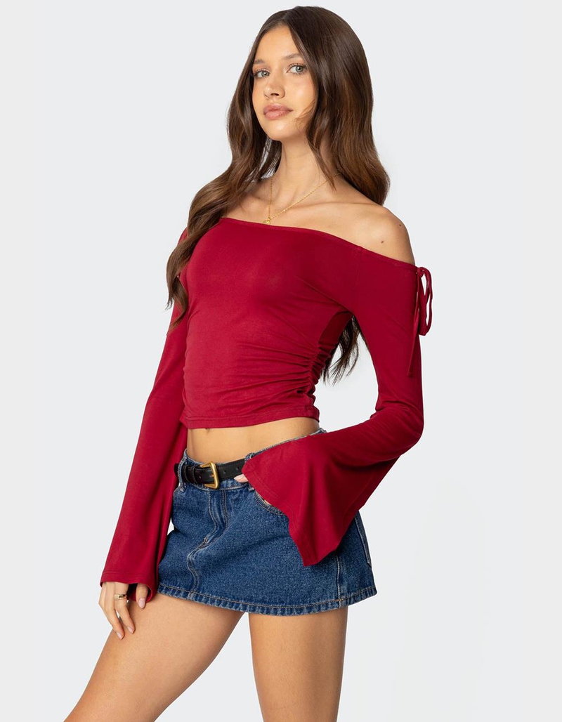 EDIKTED Keaghan Off Shoulder Top - DK RED | Tillys
