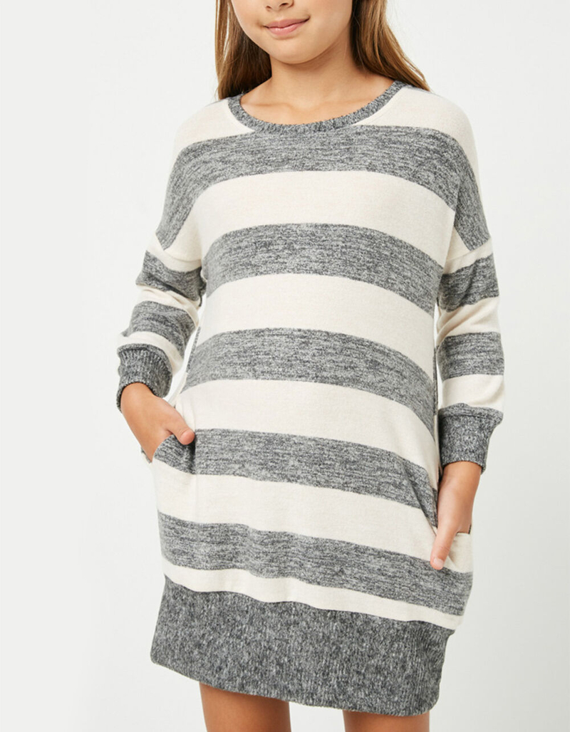 HAYDEN Stripe Knit Girls Pullover Sweater - WHITE/GRAY | Tillys