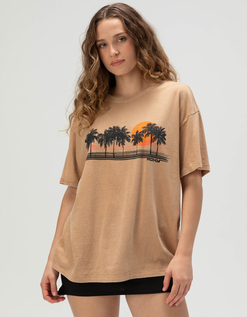 ROXY Palm Stripe Womens Boyfriend Tee - BROWN - XS | Tillys