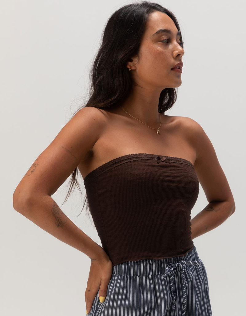 RSQ Womens Lace Trim Tube Top - BROWN | Tillys