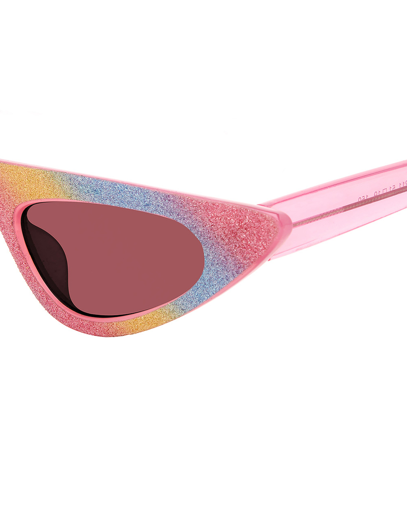 STEVE MADDEN Lizo Pink Glitter Womens Sunglasses - RAINBOW - ONE SIZE ...