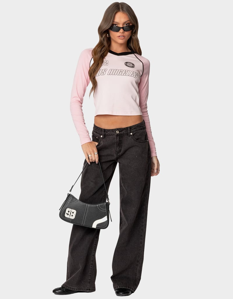 EDIKTED Bow Pocket Relaxed Jeans - BLACK | Tillys