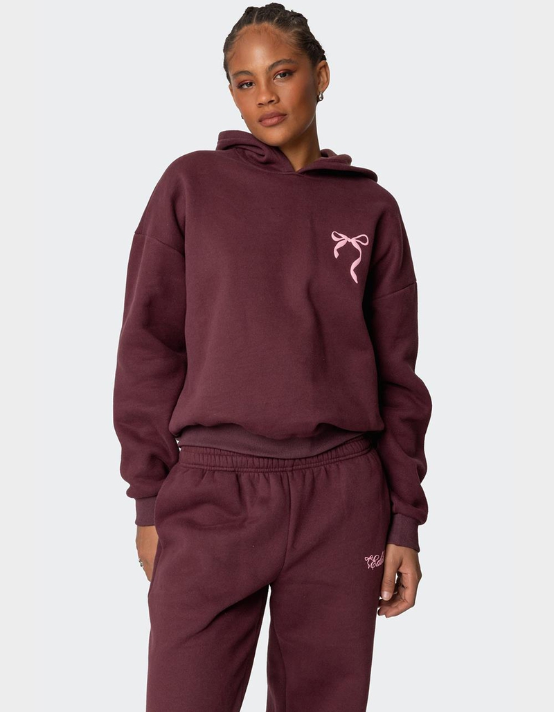 EDIKTED Sasha Bow Detail Hoodie - DK RED - XS | Tillys