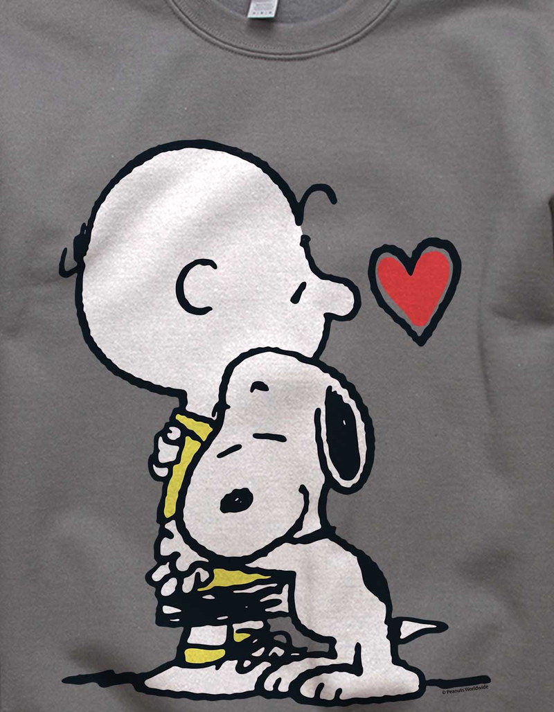PEANUTS Snoopy Charlie Hug Unisex Crewneck Sweatshirt - CHARCOAL | Tillys