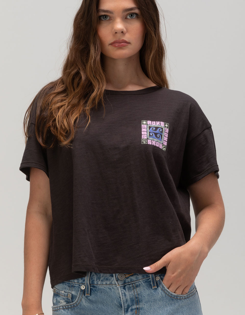 ROXY Wave Block Womens Crop Tee - BLACK - XS | Tillys