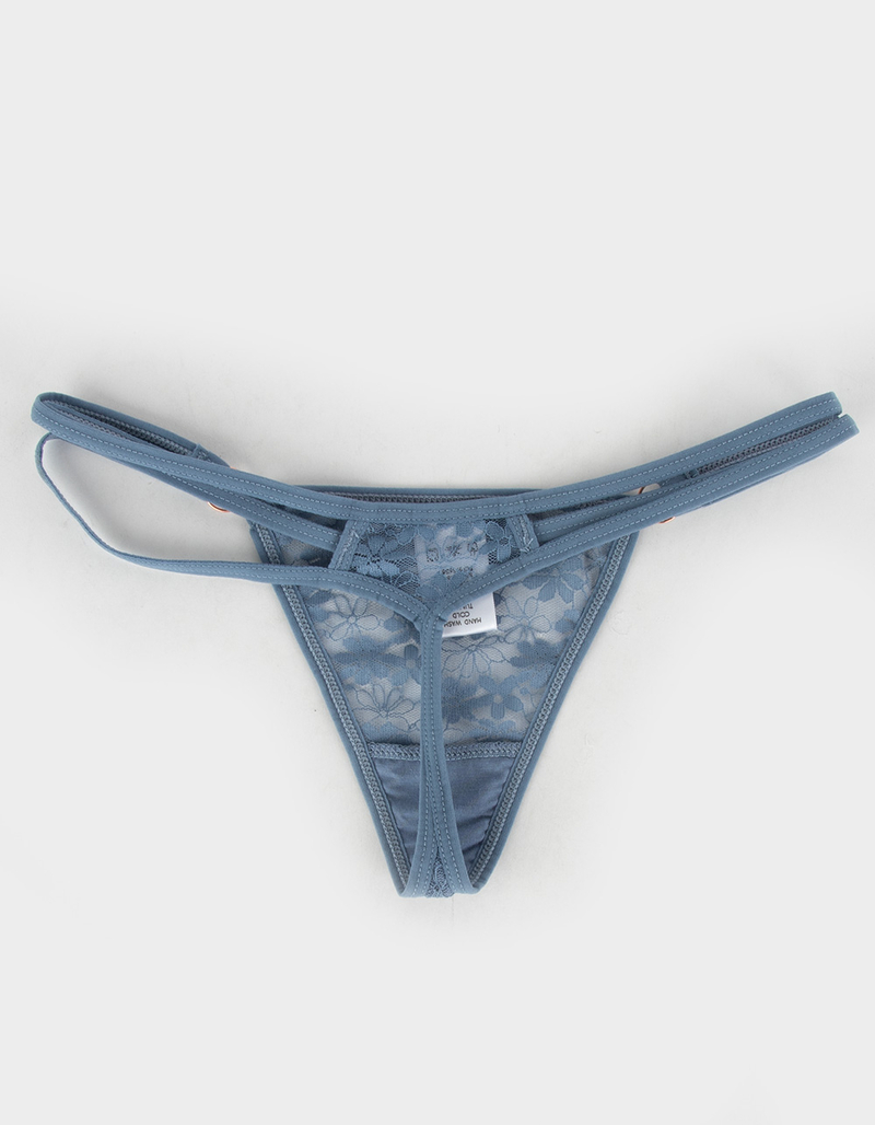 Sky And Sparrow Strappy Side Lace Thong Dusty Blue Xs Tillys
