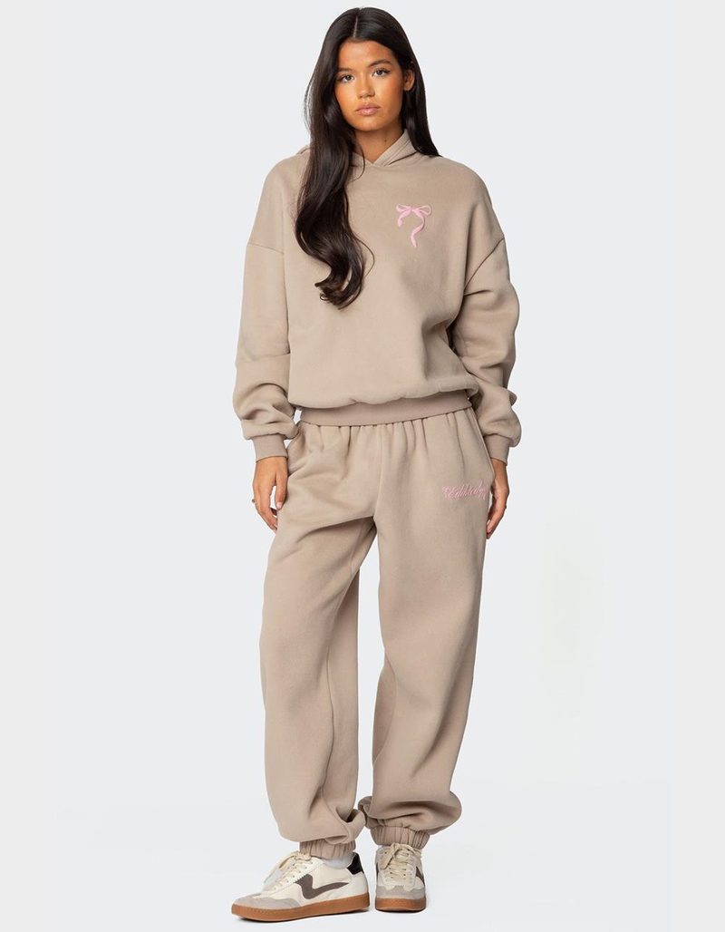 EDIKTED Sasha Bow Detail Sweatpants - BEIGE | Tillys