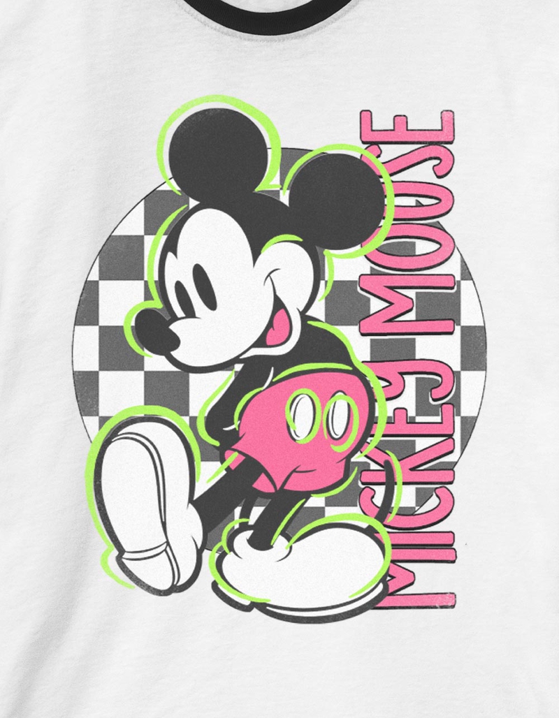 DISNEY Mickey Circle Checker Unisex Ringer Tee - WHT/BLK | Tillys
