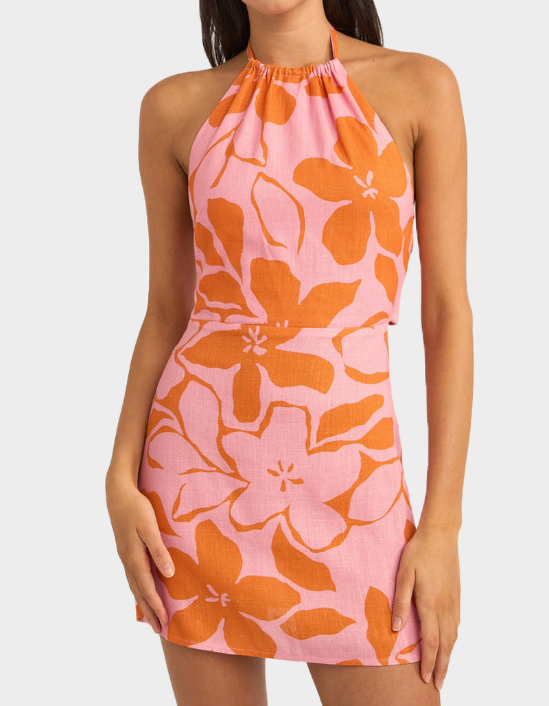 RHYTHM Bora Bora Floral Halter Mini Dress - PINK COMBO | Tillys
