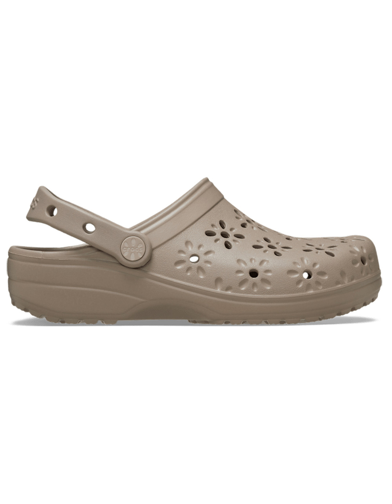 CROCS Floral Cut-Out Womens Classic Clogs - TAUPE | Tillys