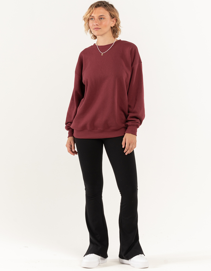 FULL TILT Essentials Womens Oversized Crewneck Sweatshirt - BURGUNDY ...