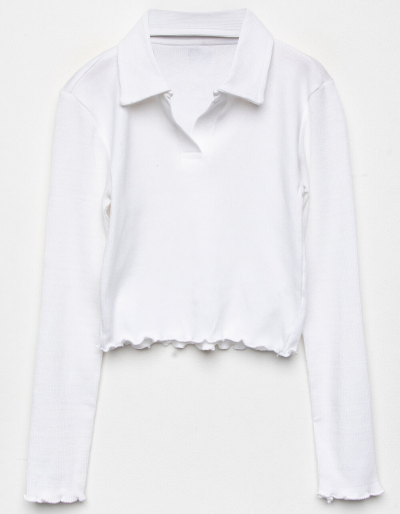 FULL CIRCLE Solid Johnny Collar Girls Top - WHITE | Tillys