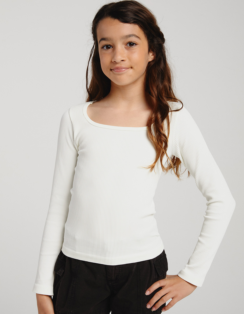 RSQ Girls Seamless Square Neck Long Sleeve Top - CREAM | Tillys